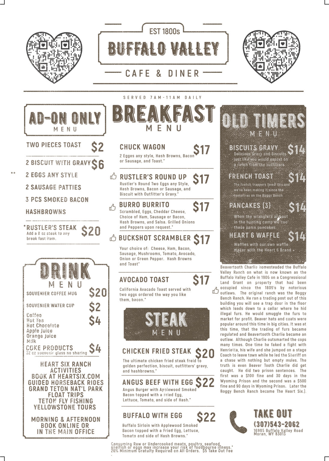 Cafe Menu - Heart Six Guest Ranch